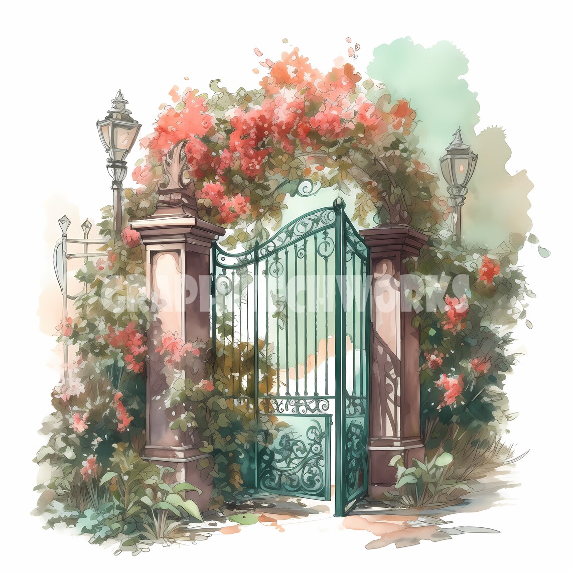 Floral Gate Clipart 12 Unique High Quality Jpgs Digital Download card ...