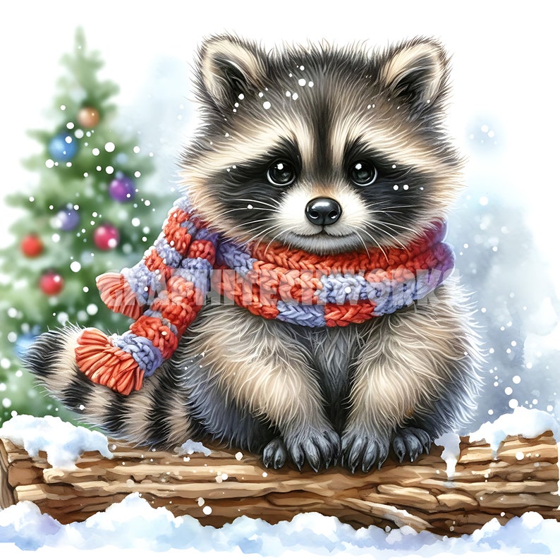 Raccoon Clipart,baby Raccoon Clip Art,christmas Clipart,high Quality 15 ...