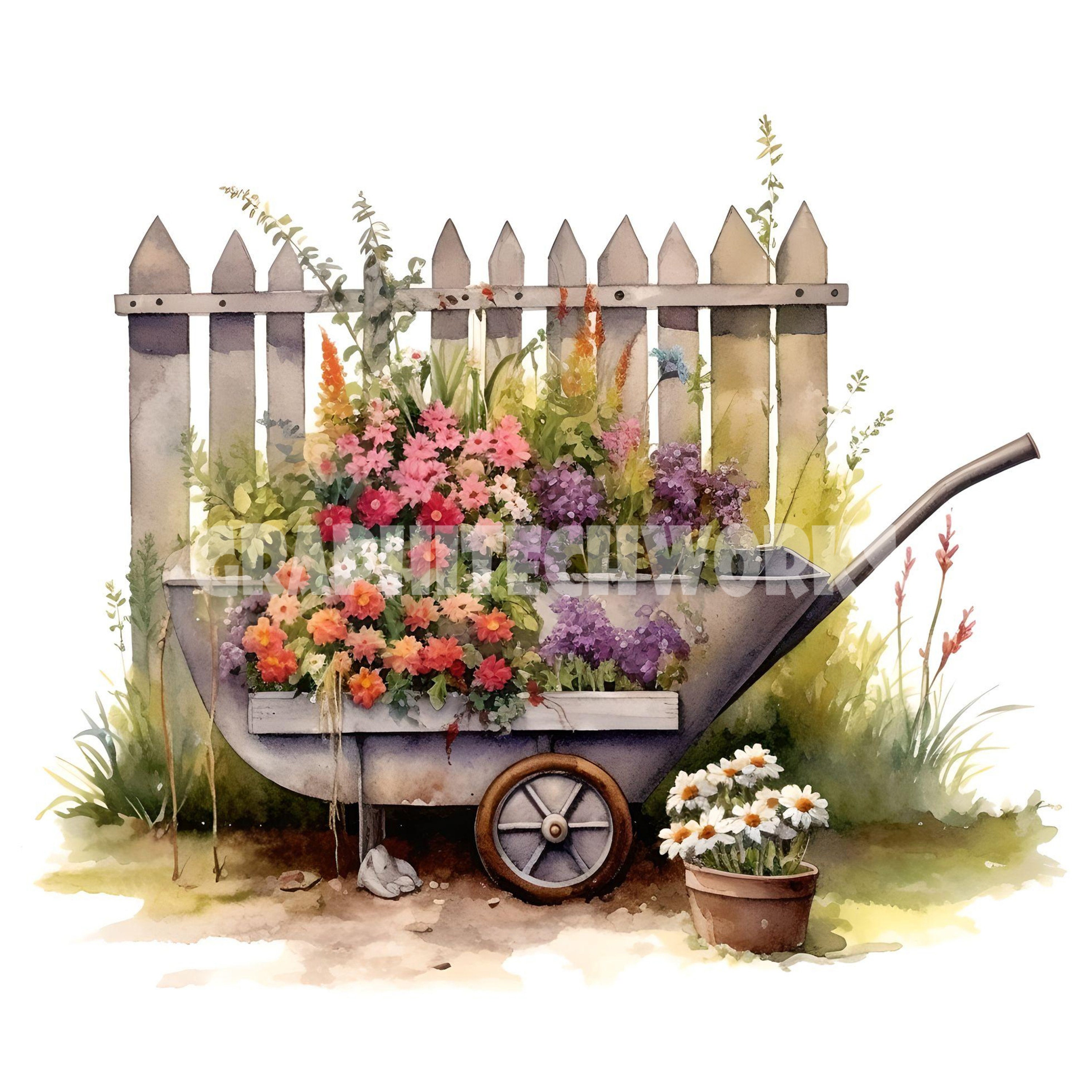 Wheelbarrow Clipart - 12 High Quality JPG - Digital Download - Card ...