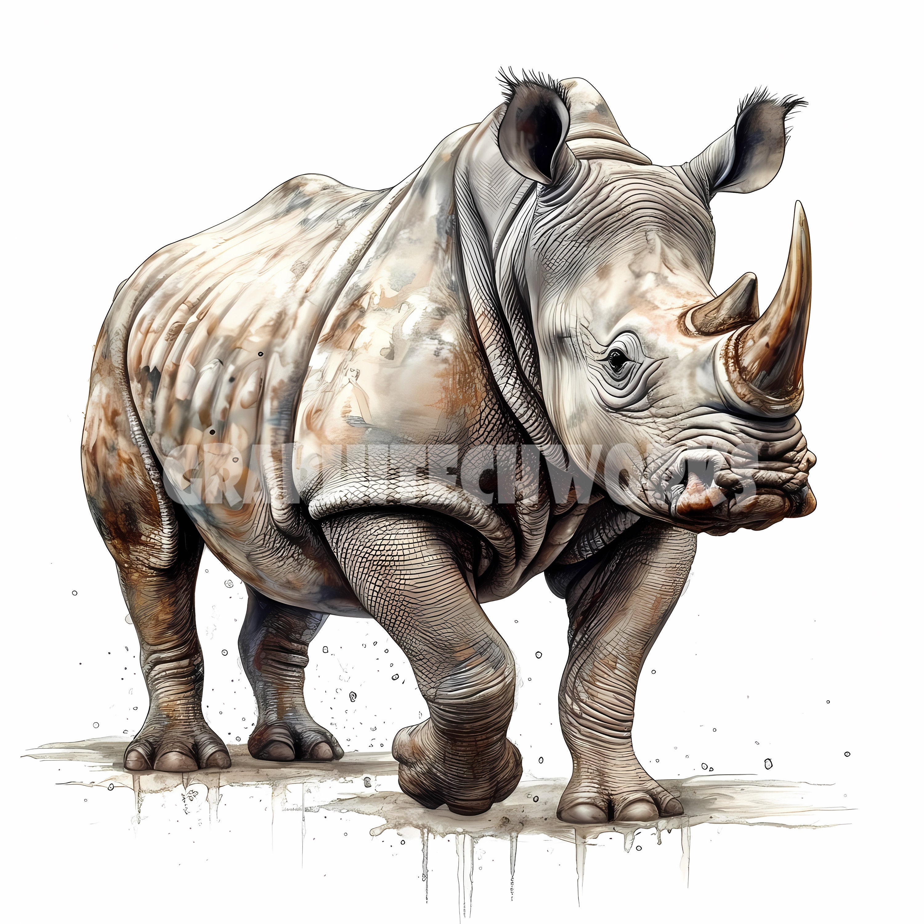 Rhinoceros Rhino Clipart 12 High Quality Jpgs Printable Clipart Bundle ...