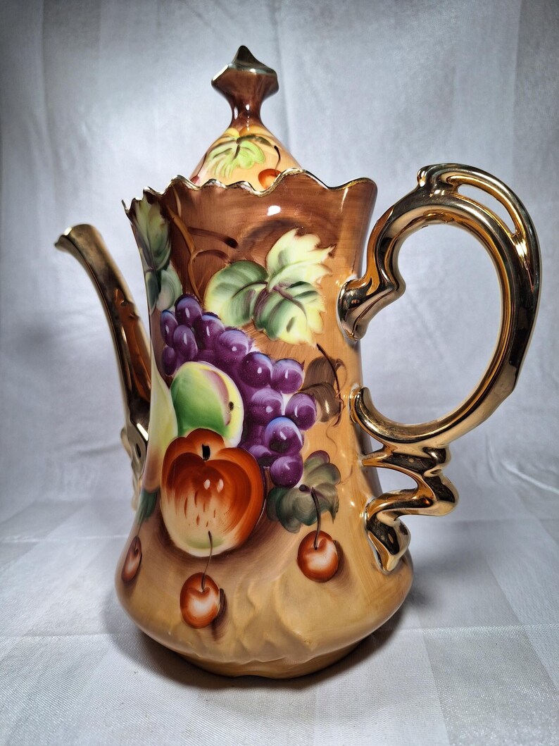 Vintage Lefton China Hand Painted Brown Heritage Fruit Pattern - Etsy