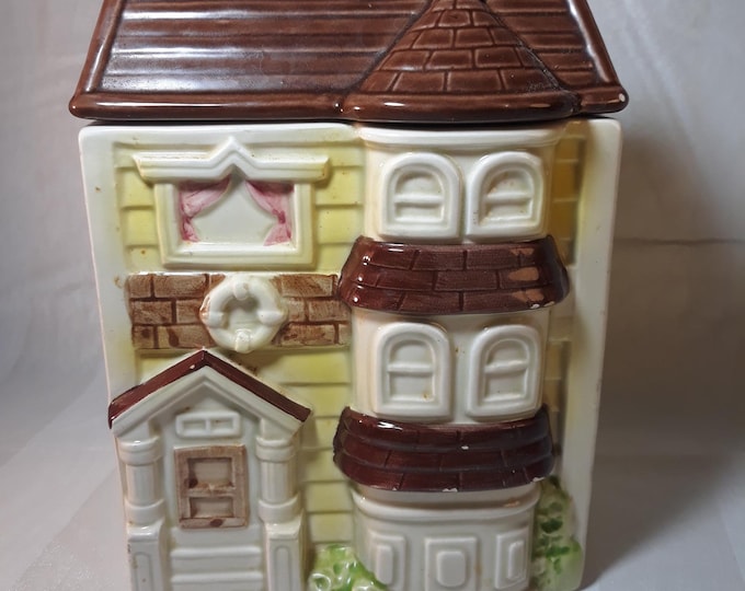 Vintage Ceramic Victorian Style House Cookie/tea/coffee Jar W/lid - Etsy