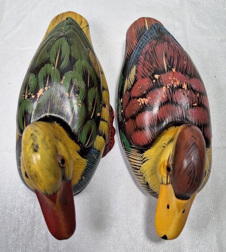 Vintage Hand Painted Red Clay Pottery Ducks Fowl Mallards - Etsy