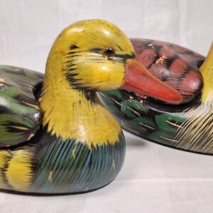 Vintage Hand Painted Red Clay Pottery Ducks Fowl Mallards Shaped ...