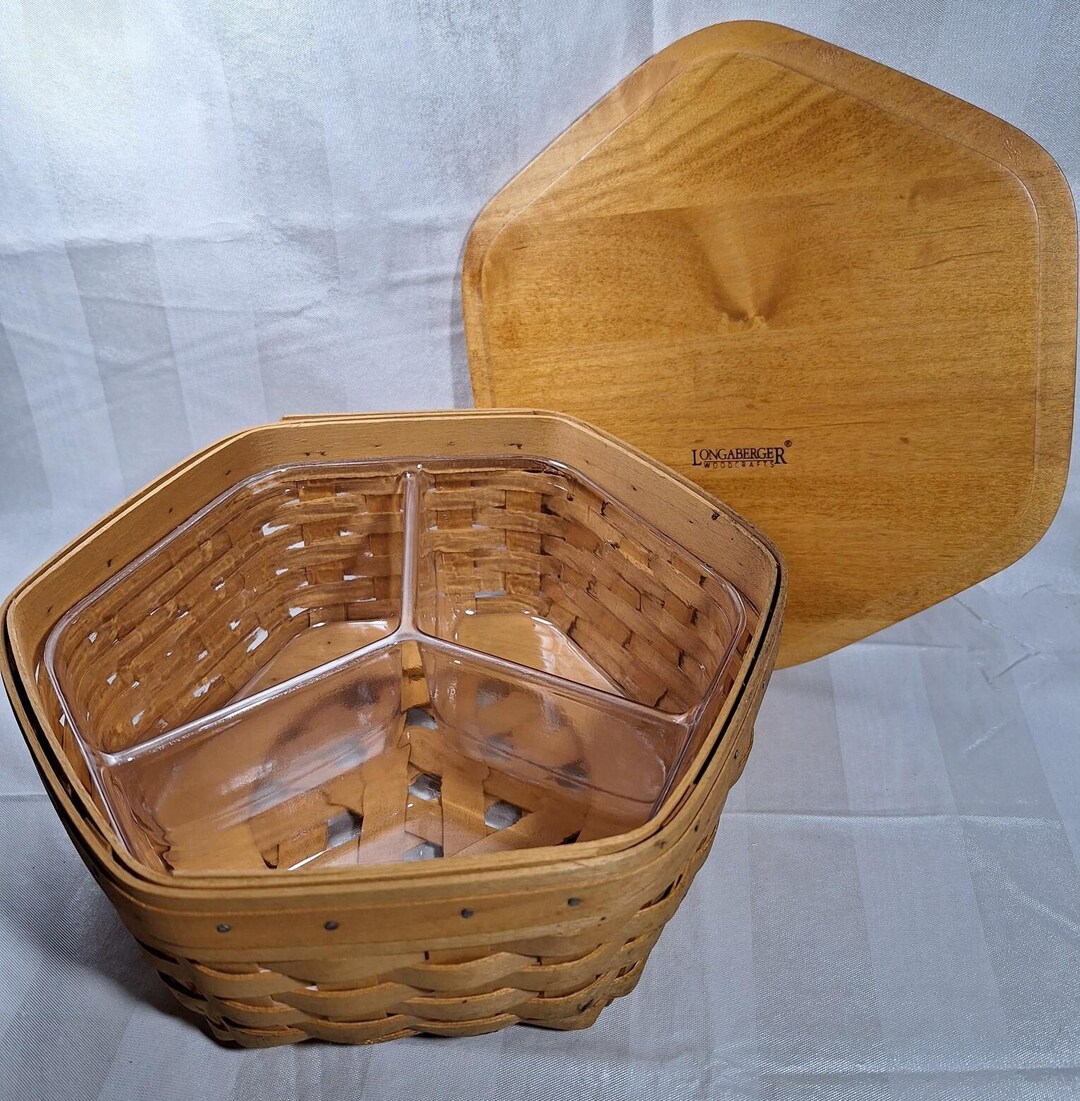 Vintage Longaberger Wood Crafts Octagon Octagonal Sectioned Basket With ...