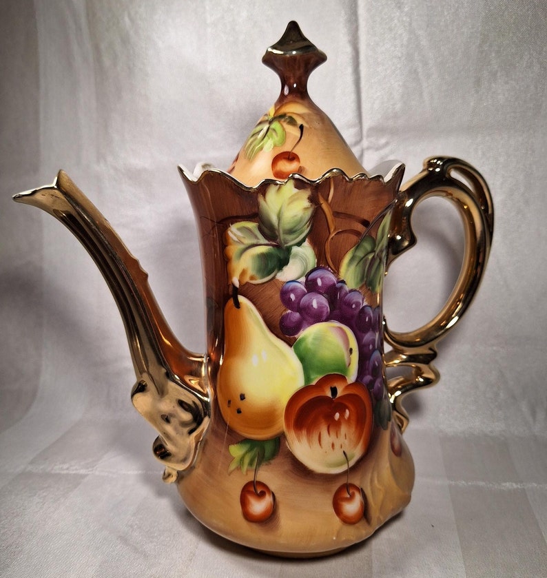 Vintage Lefton China Hand Painted Brown Heritage Fruit Pattern - Etsy