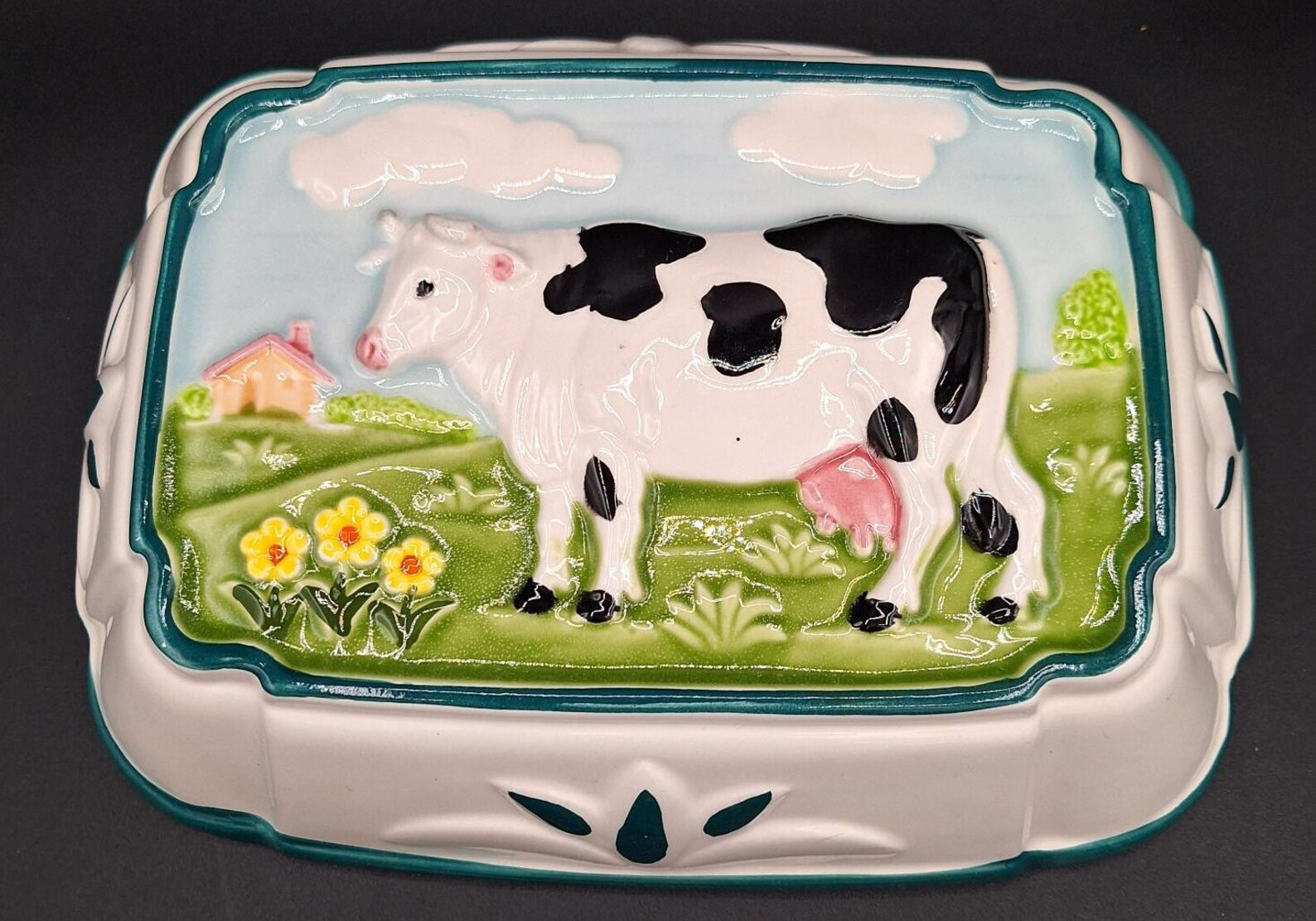 Vintage Ceramic Cow Holstein Cow Dairy Cow Mold Molded Farmhouse ...