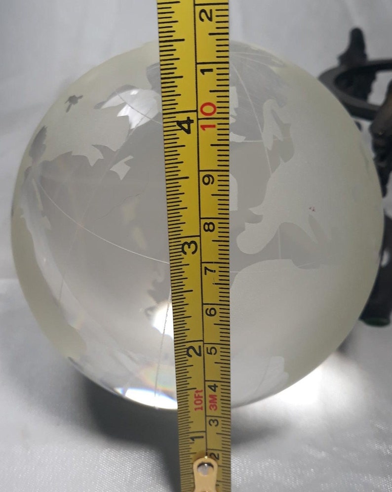 Vintage Etched World Map Glass/crystal Globe/paperweight W/ - Etsy