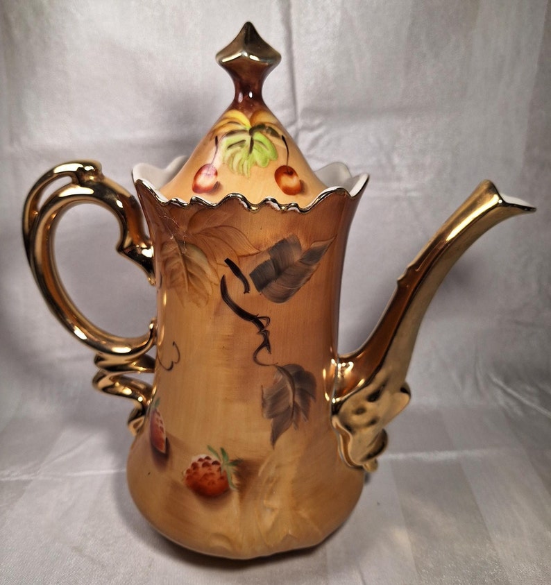 Vintage Lefton China Hand Painted Brown Heritage Fruit Pattern - Etsy