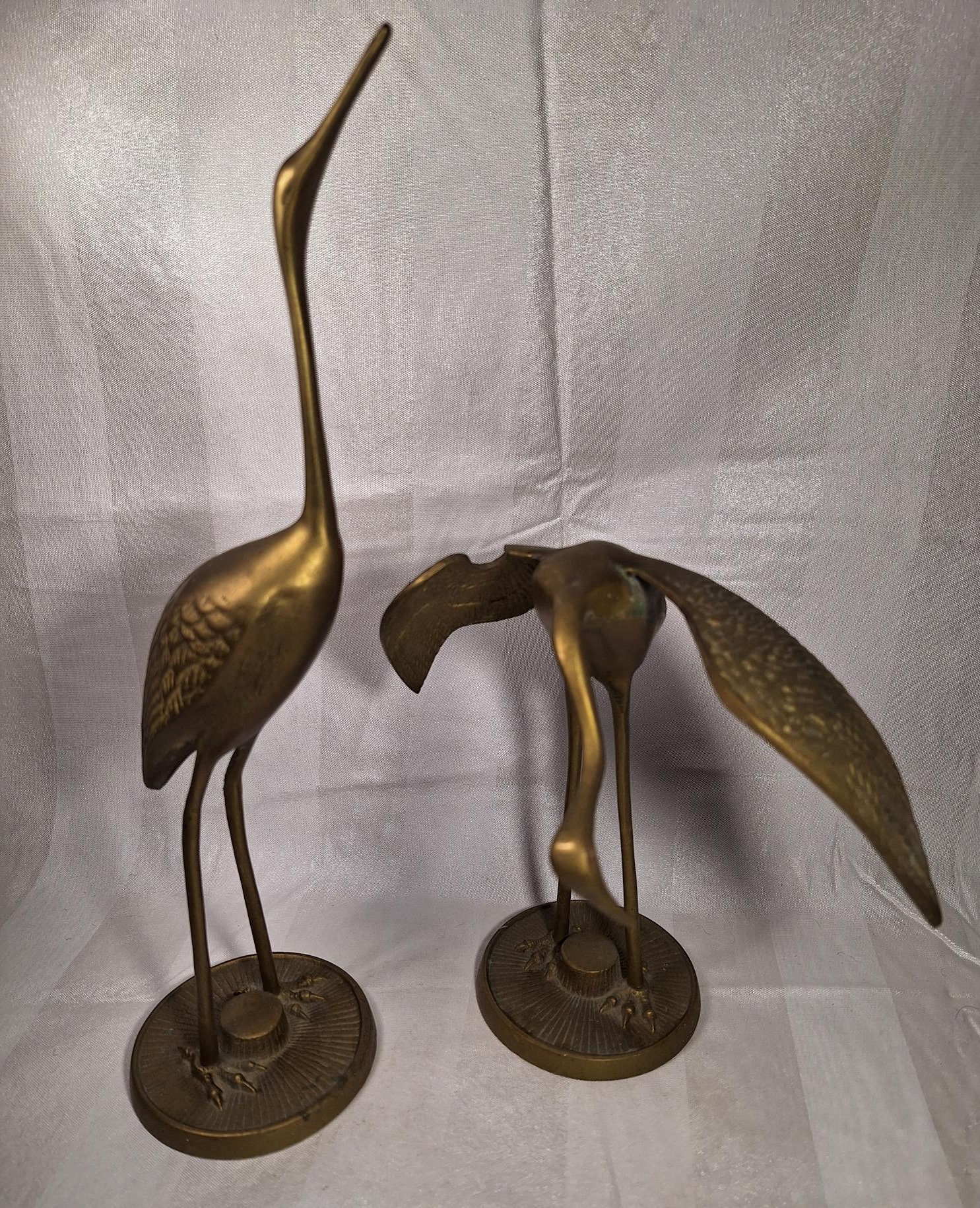 MCM Vintage Brass Crane Cranes Statue Statues Chinoiserie Bird ...