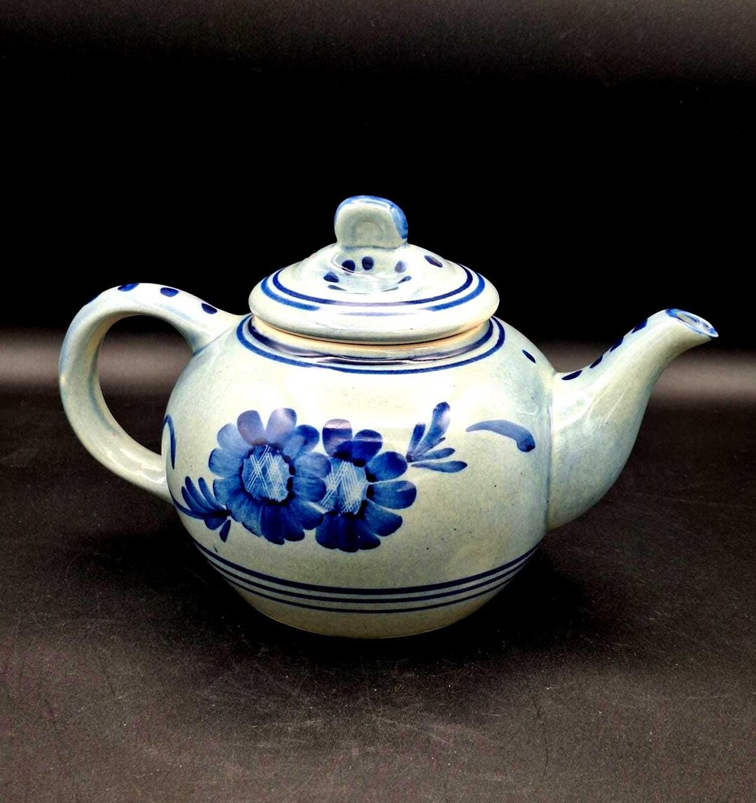 Vintage Aksinia Style Pottery Teapot: Hand-painted Floral Design - Etsy