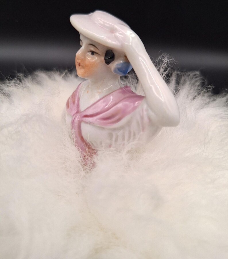 Antique Vintage Art Deco Victorian Powder Puff Ceramic Female Lady ...