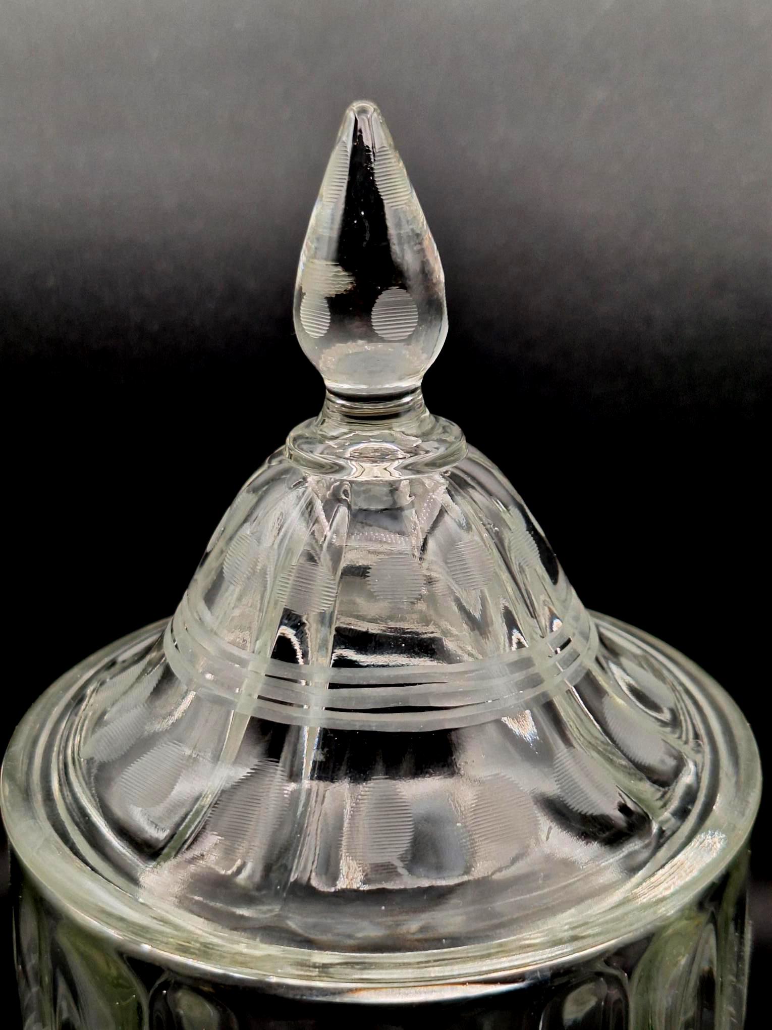 Antique Heisey Lidded Recessed Panel Pattern Etched Clear Glass Compote ...