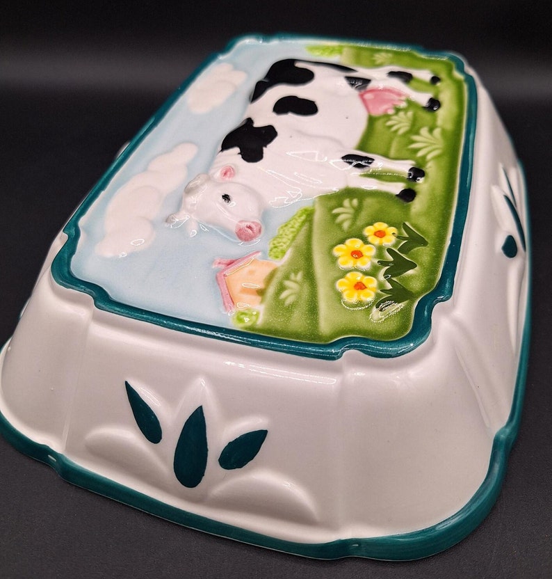 Vintage Ceramic Cow Holstein Cow Dairy Cow Mold Molded Farmhouse ...