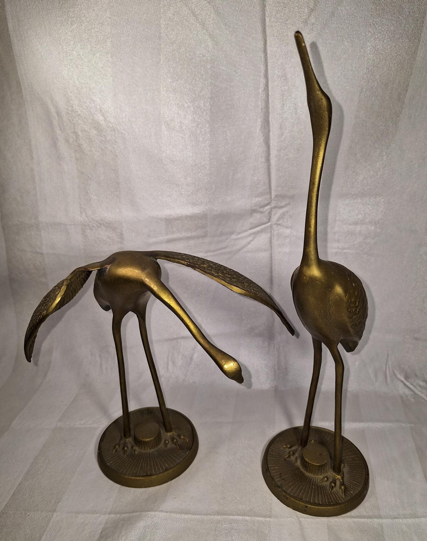 MCM Vintage Brass Crane Cranes Statue Statues Chinoiserie Bird ...