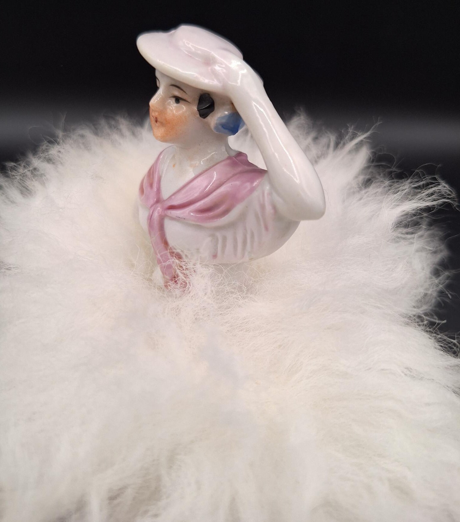 Antique Vintage Art Deco Victorian Powder Puff Ceramic Female Lady ...