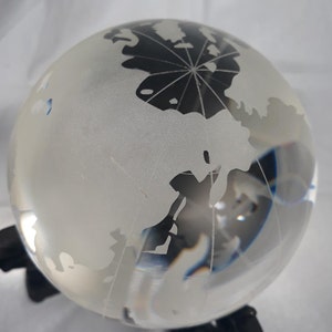 Vintage Etched World Map Glass/crystal Globe/paperweight W/ - Etsy