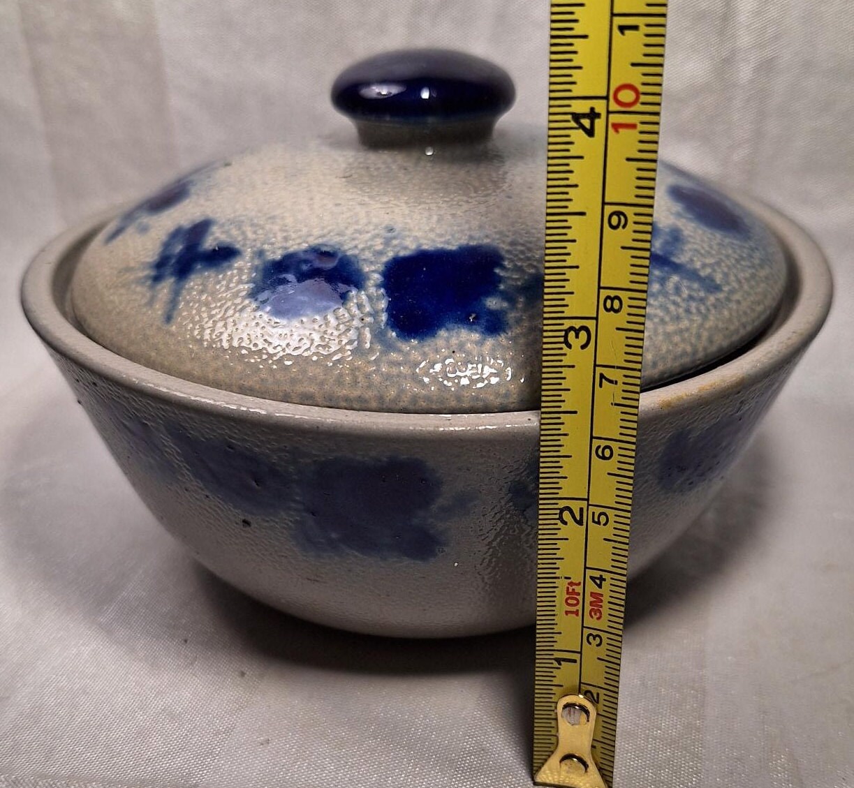 Vintage Blue Salt Glaze Glazed Pottery Covered Lidded Bowl - Etsy