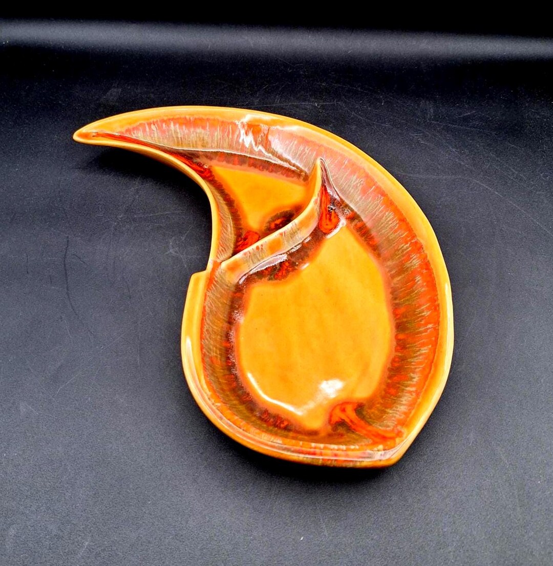Vintage MCM Deforest of California Drip Glaze Divided Pottery Dish - Etsy