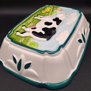 Vintage Ceramic Cow Holstein Cow Dairy Cow Mold Molded Farmhouse ...