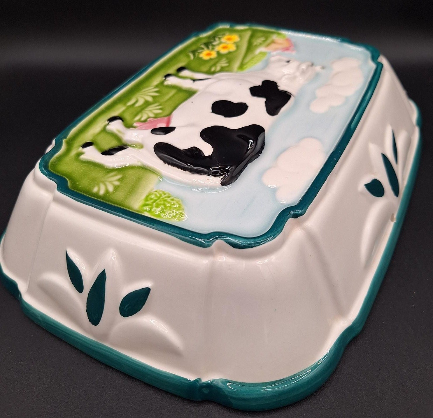 Vintage Ceramic Cow Holstein Cow Dairy Cow Mold Molded Farmhouse ...