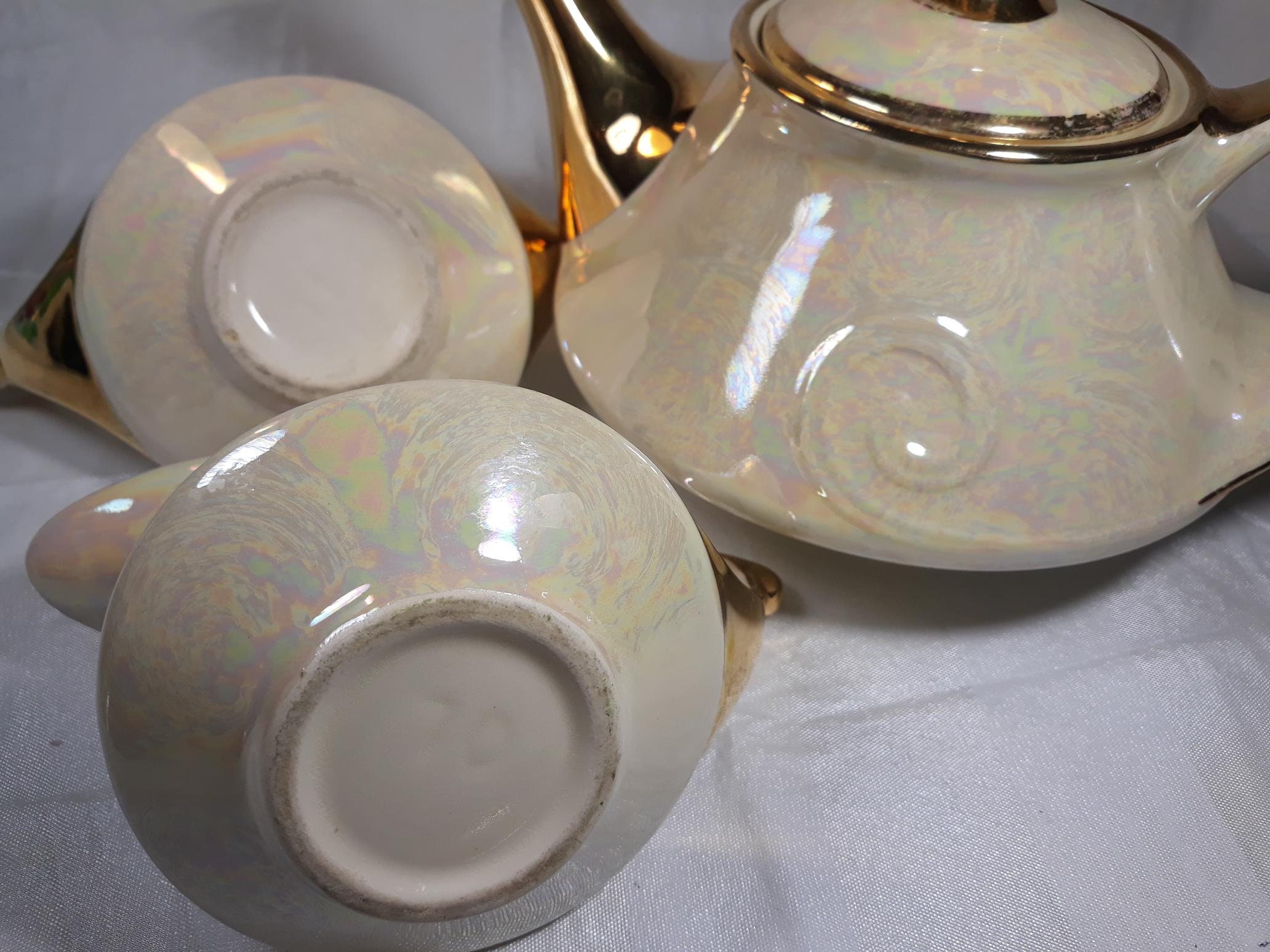 Rare Vintage China & Co pearl Tea Set, 22K Gold, Lusterware, MCM, 1950 ...