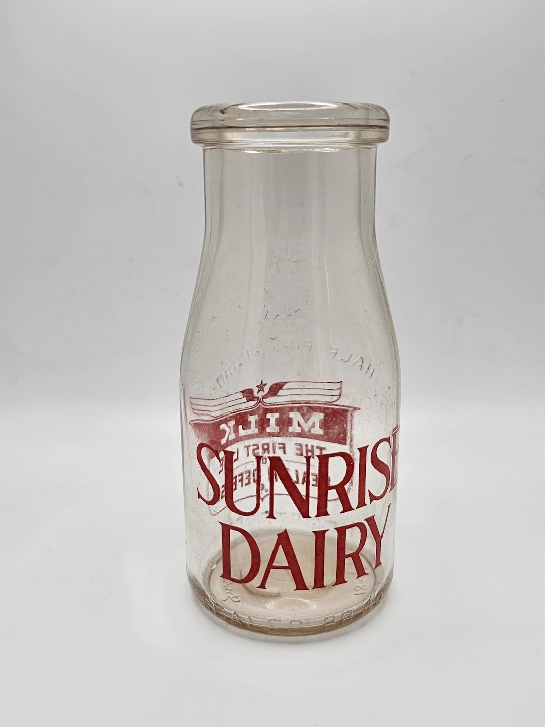 Vintage 1941 Milk Bottle Sunrise Dairy Half Pint WW2 Era - Etsy