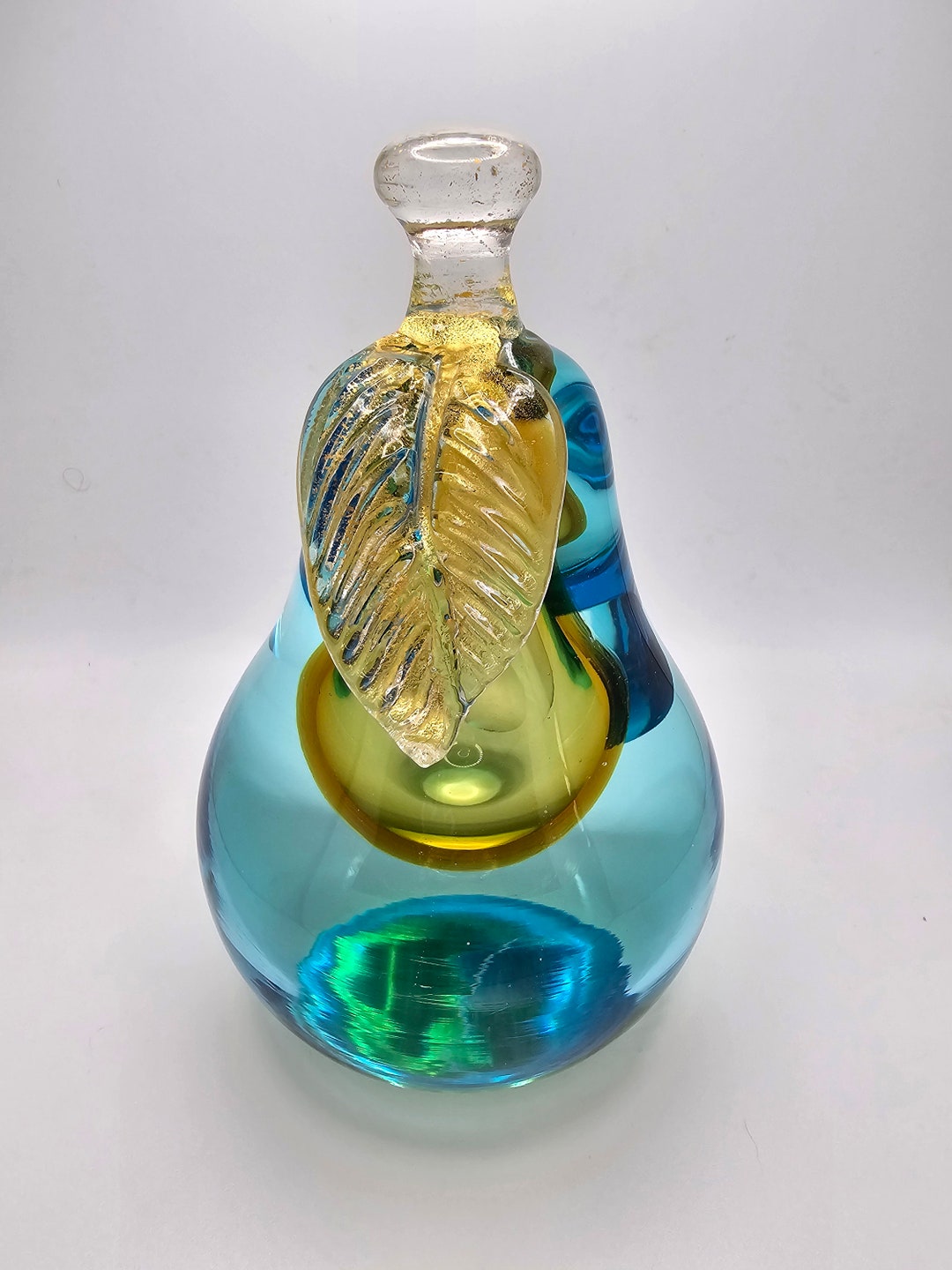 MURANO Glass Pear Gold Leaf Vintage MCM Mid Bookend Replacement ...