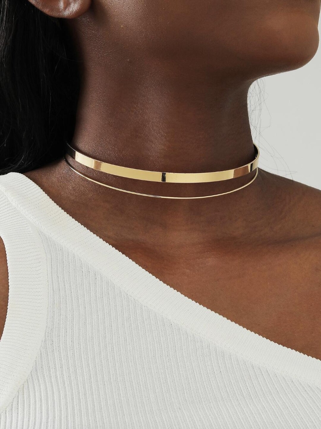 Minimalist Layered Choker Necklace, Dainty Gold or Silver Collar ...