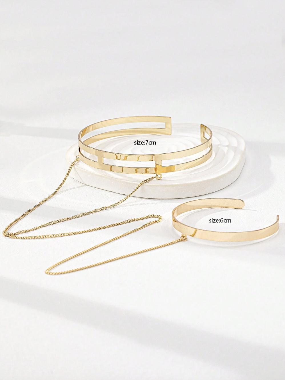 Gold / Silver Chain Arm Cuff Bracelet, Upper Arm Bracelet With Dangling ...