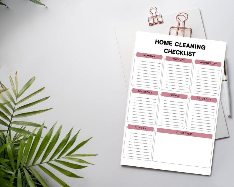 Home Cleaning Checklist Printable, Daily Cleaning Planner - Etsy