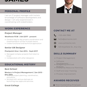 Resume Template, Professional Modern Resume Template for Pages, CV ...