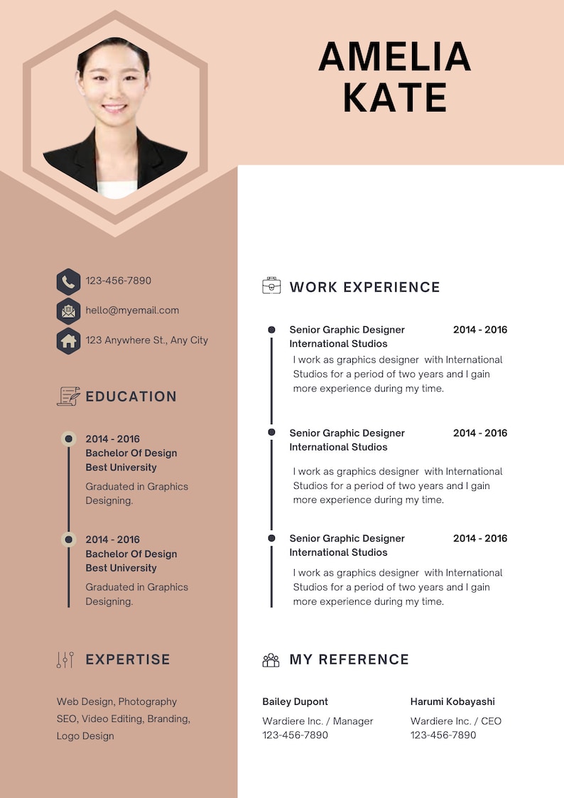 Digital Resume Template, CV Template, Editable Resume Template ...
