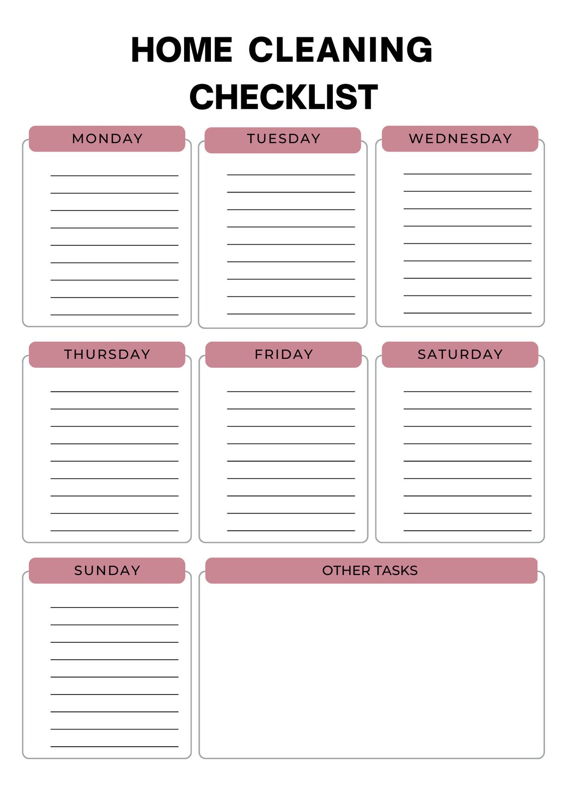 Home Cleaning Checklist Printable, Daily Cleaning Planner - Etsy