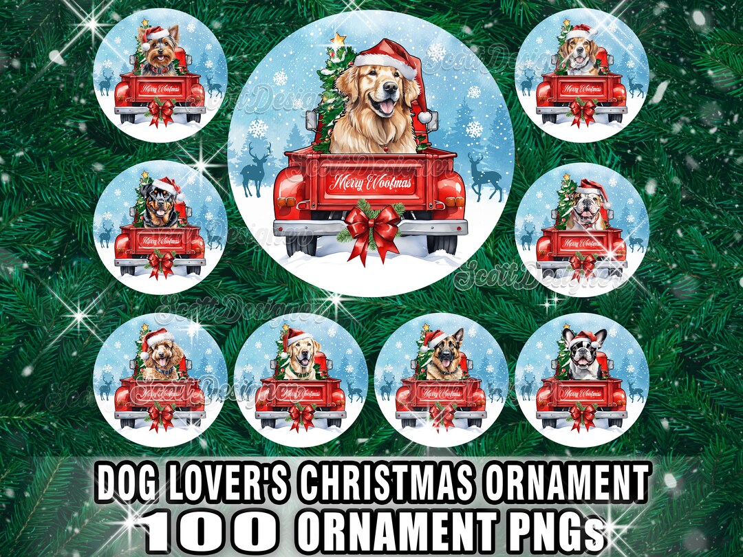 Dog Lover's Christmas Ornament Png - 100 Watercolor Dog Breeds, PNG ...