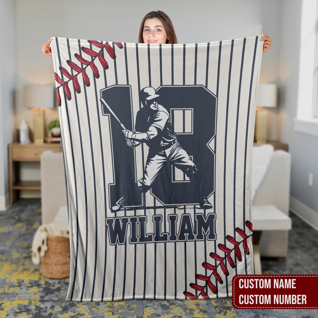 Personalized Baseball Blanket, Custom Name Number Palyer Balnket ...