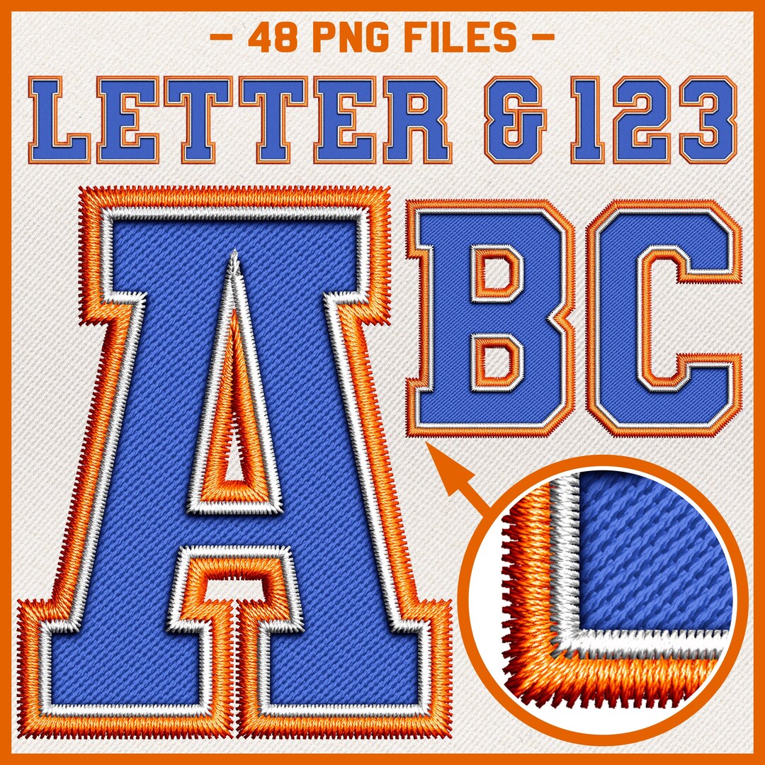 Faux Embroidery PNG Alphabet, Varsity Style Alphabet Set, Football ...