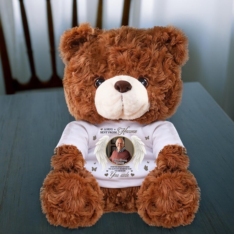 Personalized Memorial Teddy Bear – A Hug Sent From Heaven With Photo ...