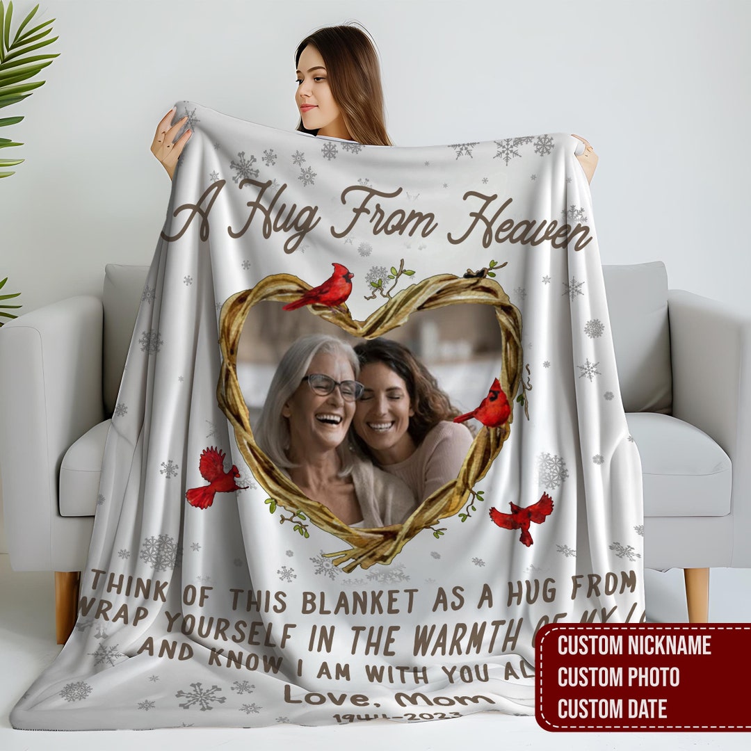 Personalized Memorial Blanket, Custom Photo Remembrance Blanket, A Hug ...