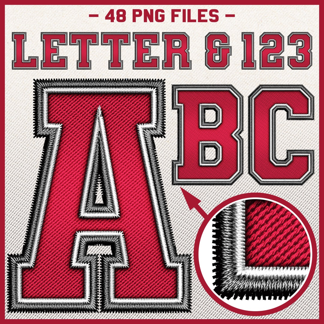Faux Embroidery PNG Alphabet, Atlanta Varsity Style Alphabet Set ...