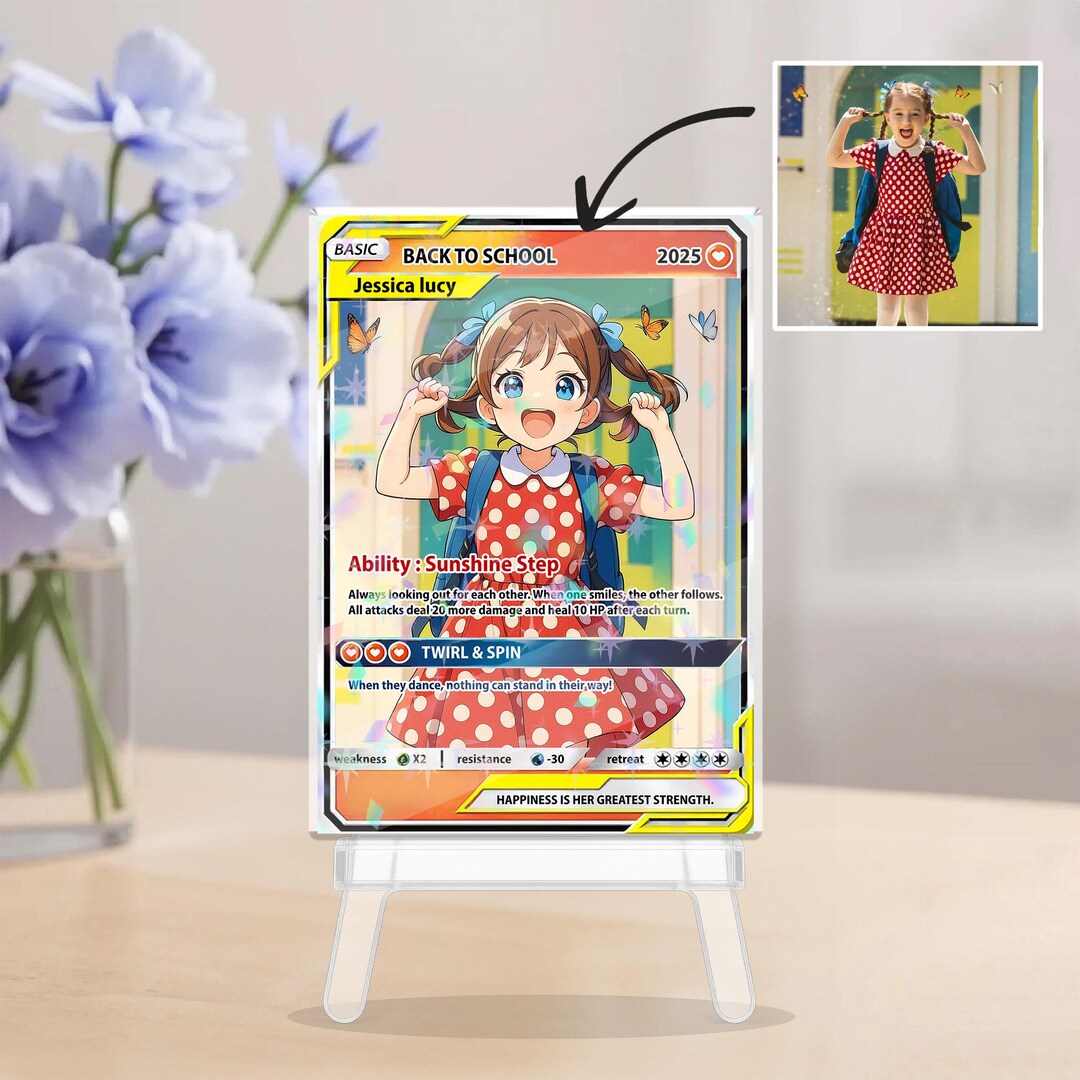 Personalized Back to School Anime Card, Custom Anime Style Student Gift ...