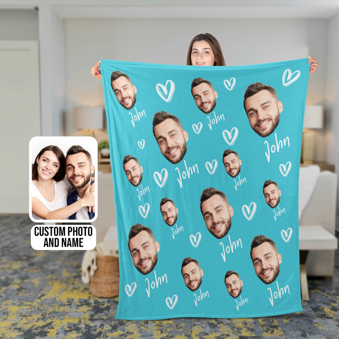 Personalized Photo Face Blanket, Custom Photo Valentine Blanket, Gift ...