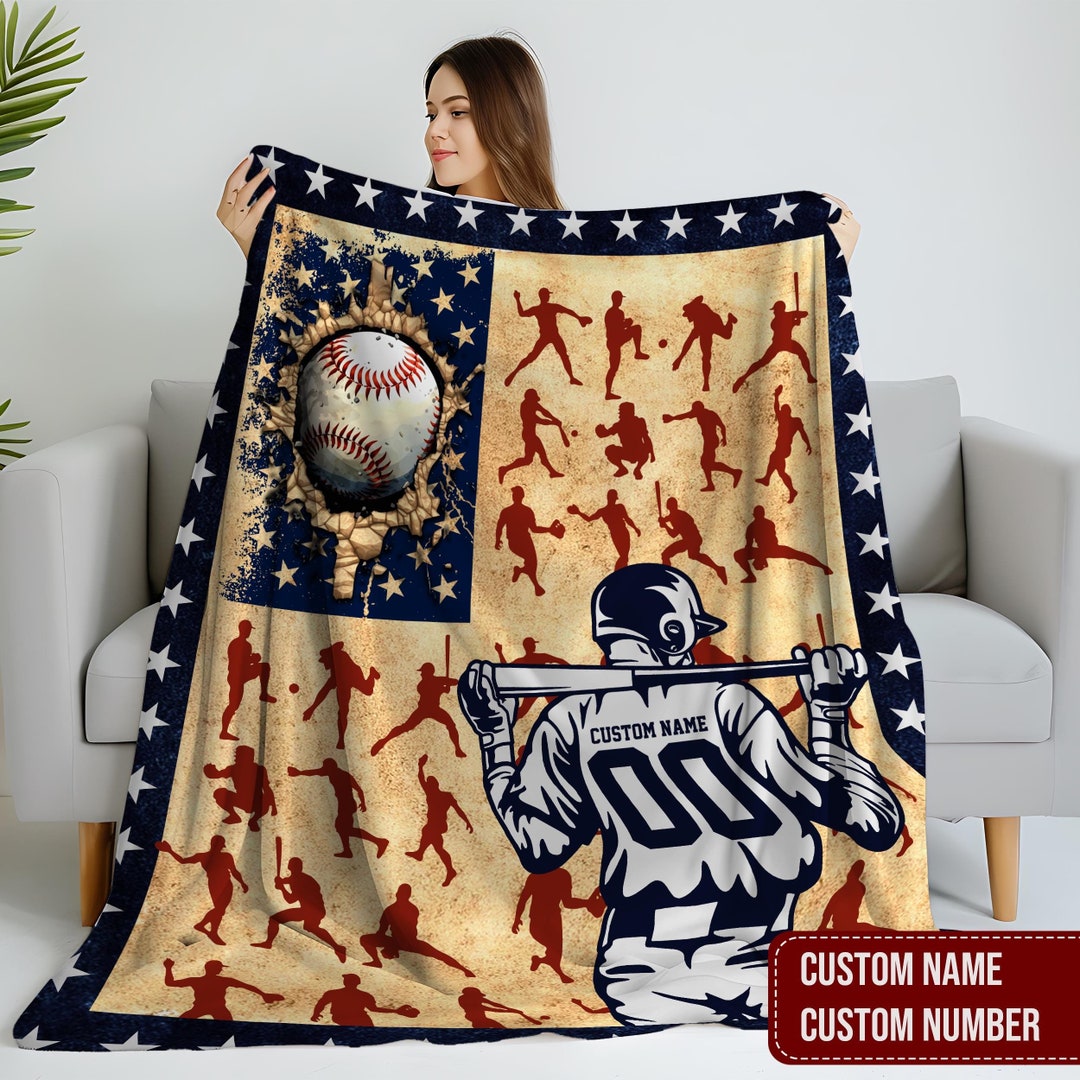 Personalized Baseball Blanket, Custom Baseball Players Gift, Baseball ...