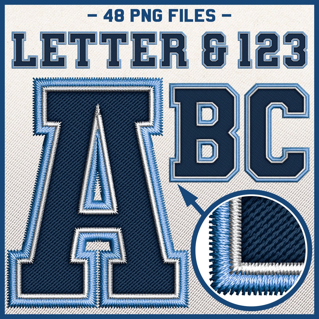 Faux Embroidery PNG Alphabet, Tennessee Varsity Style Alphabet Set ...