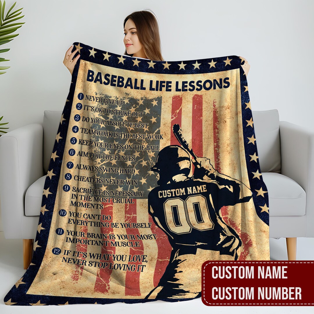 Personalized Name Blanket, Custom Baseball Player Blankets, Baseball ...