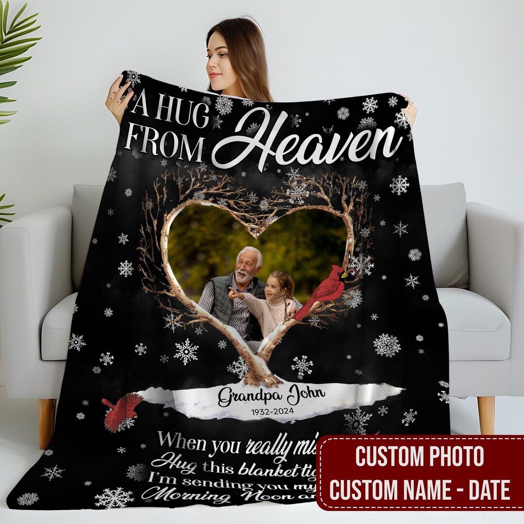 A Hug From Heaven, Personalized Blanket for Family, Custom Memorial ...