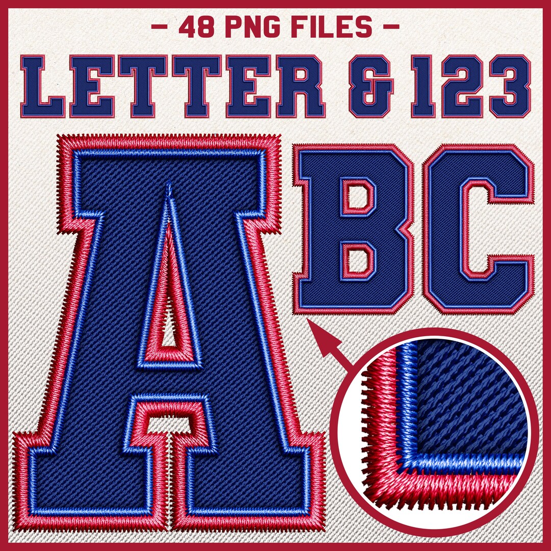 Faux Embroidery PNG Alphabet, New York Varsity Style Alphabet Set ...