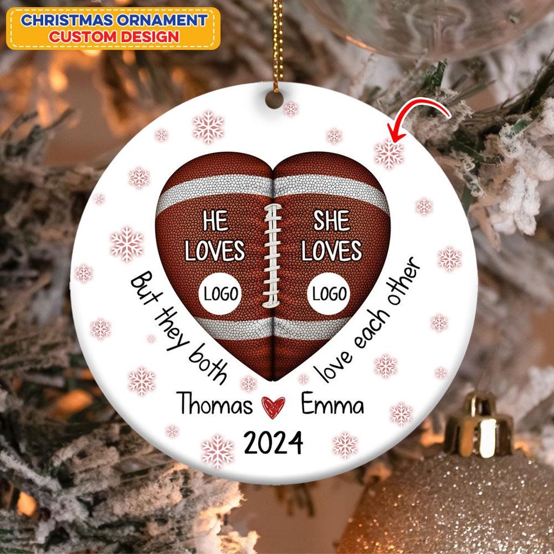 Football Custom Team Logo Circle Ceramic Ornament, Personalized ...