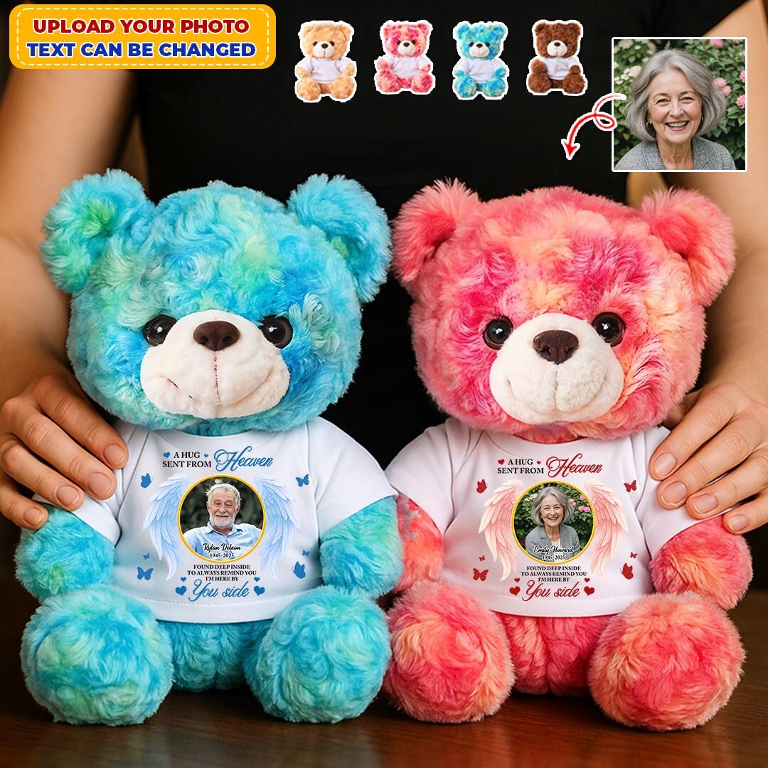Personalized Memorial Teddy Bear – A Hug Sent From Heaven With Photo ...