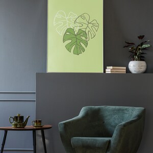 3 Monstera Leaf Digital Download Printable Wall Art - Etsy
